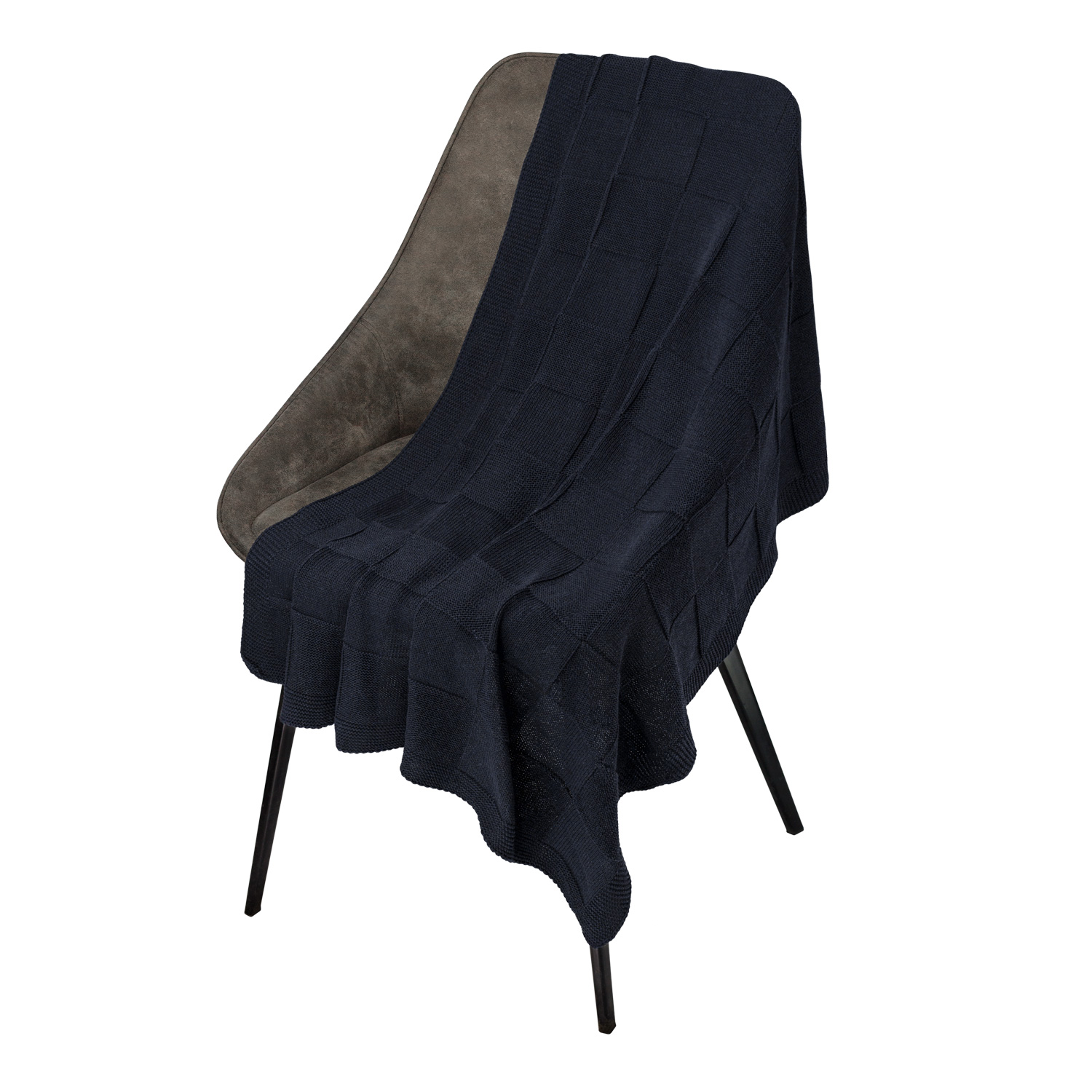 Плед Cella вязаный, 160*90 см, темно-синий (без подарочной коробки) с ...